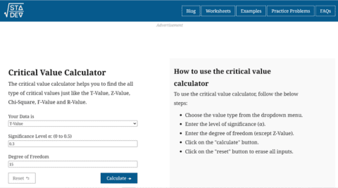Best Critical Value Calculators: Z, t, F, Chi-Square
